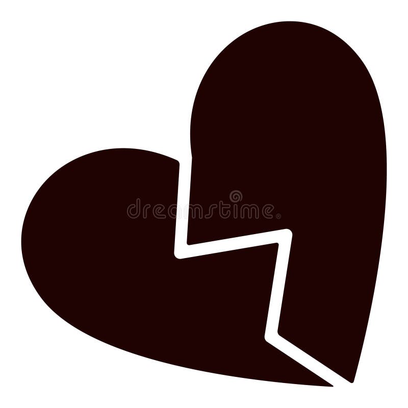 Red Broken Heart, Sadness and Heartbreak Vector Symbol Stock ...