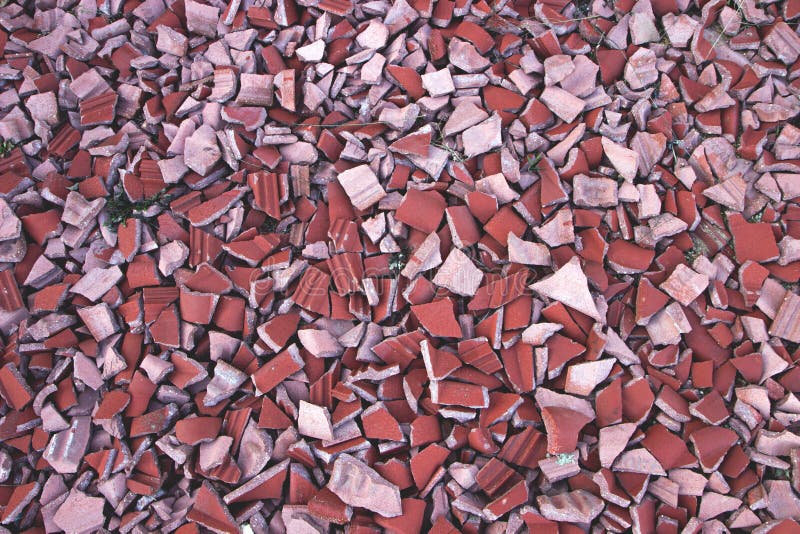 Red Broken Tiles, Slate on the Ground, Path Stock Photo - Image of ...