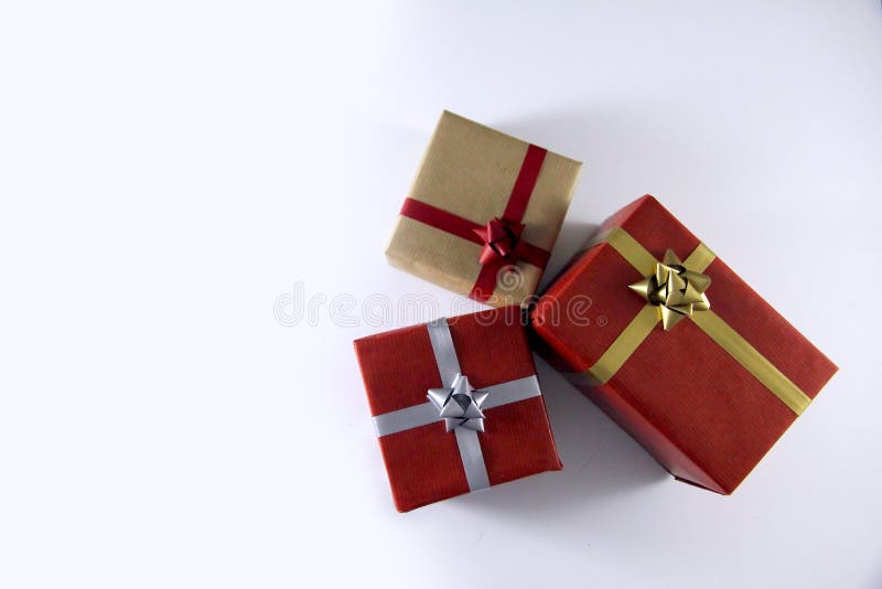 Red and Brown Gift Boxes and Ribbons Stock Photo - Image of ribbons ...