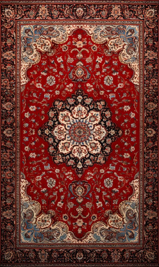 Red Brown Persian Color Carpet with Antique Pattern on the Floor Top ...