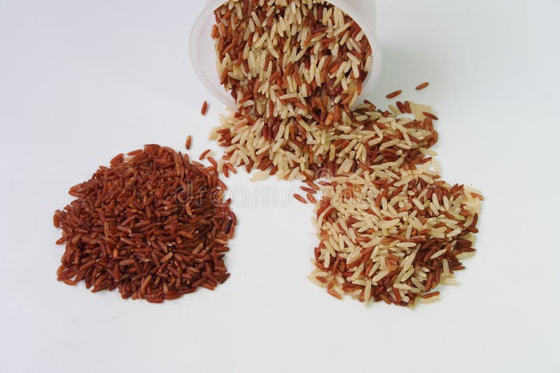 Red Brown Rice and Measuring Cup Stock Image - Image of health ...