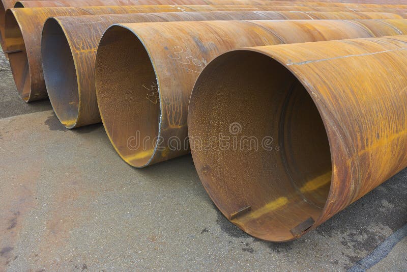 Red Brown Rusty Steel Pipes in a Row Stock Image - Image of industrial ...