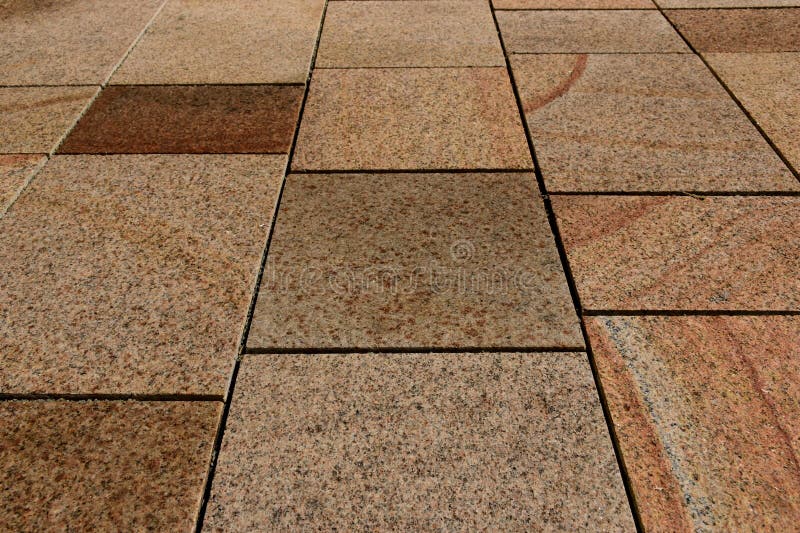 Red Brown Stone Paved Sidewalk in Diminishing Perspective View. Flat ...
