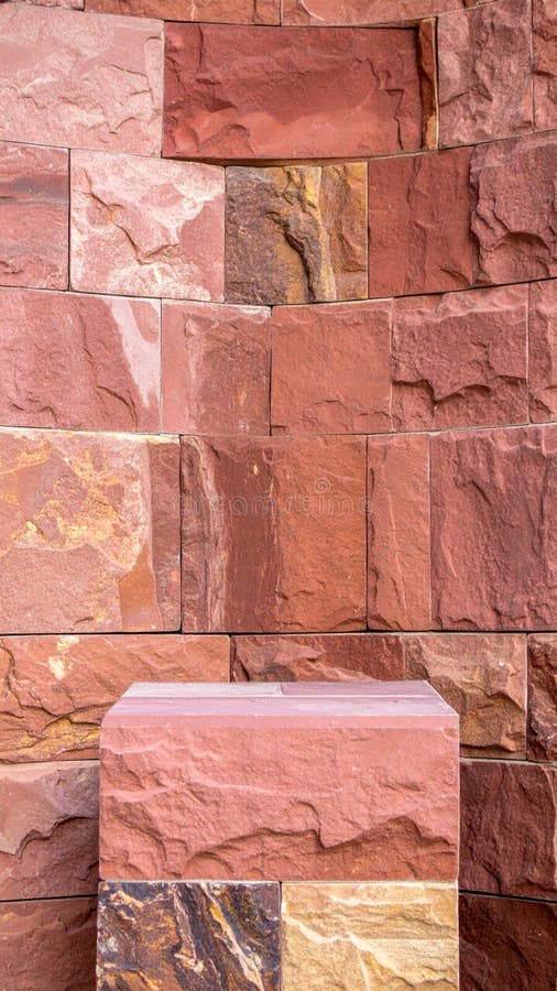 Red and Brown Stone Wall Texture Background with Cube Stock ...