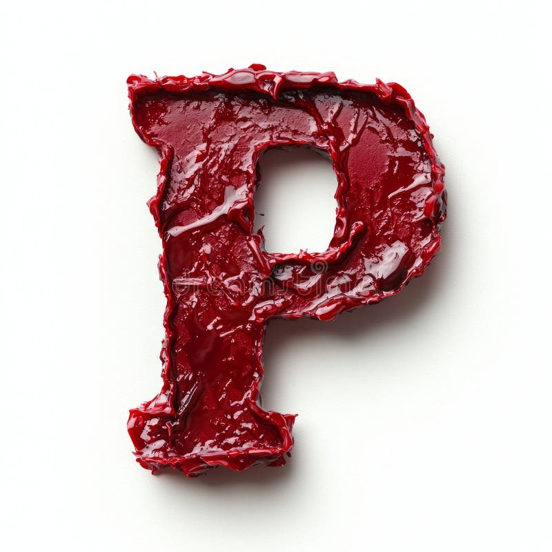 Thick Spot Red Brown Blood Forming Letter P Stands White Background ...