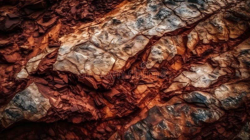 Red Brown Mountain Rock Texture, Cracked, Close Up, Generative AI Stock ...