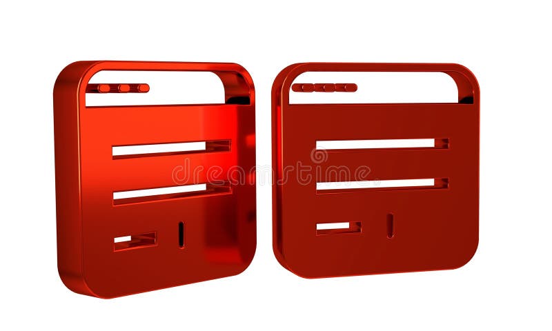 Red Browser Window Icon Isolated on Transparent Background. Stock ...
