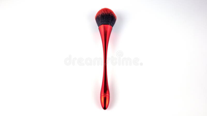 Red Brush for Applying Makeup on White Background, Stock Photo - Image ...