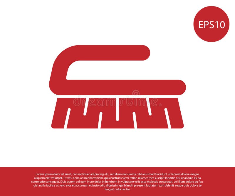 Red Brush for Cleaning Icon Isolated on White Background. Cleaning ...