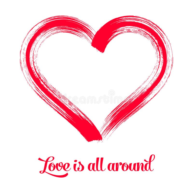 Red Brush Stroke Heart Symbol Stock Vector - Illustration of decorative ...