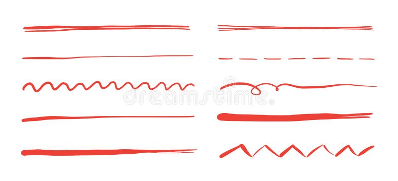 Red Brush Stroke Underline. Marker Pen Highlight Stroke Stock Vector ...