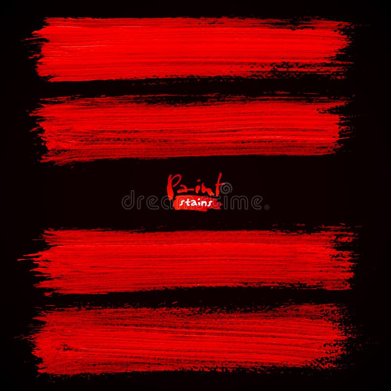 Red Brush Strokes on Black Background Stock Vector - Illustration of ...