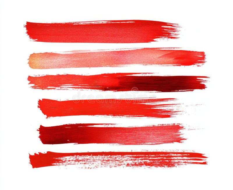 Red Brush Strokes - a Collection of Messy Marks. Stock Photo - Image of ...