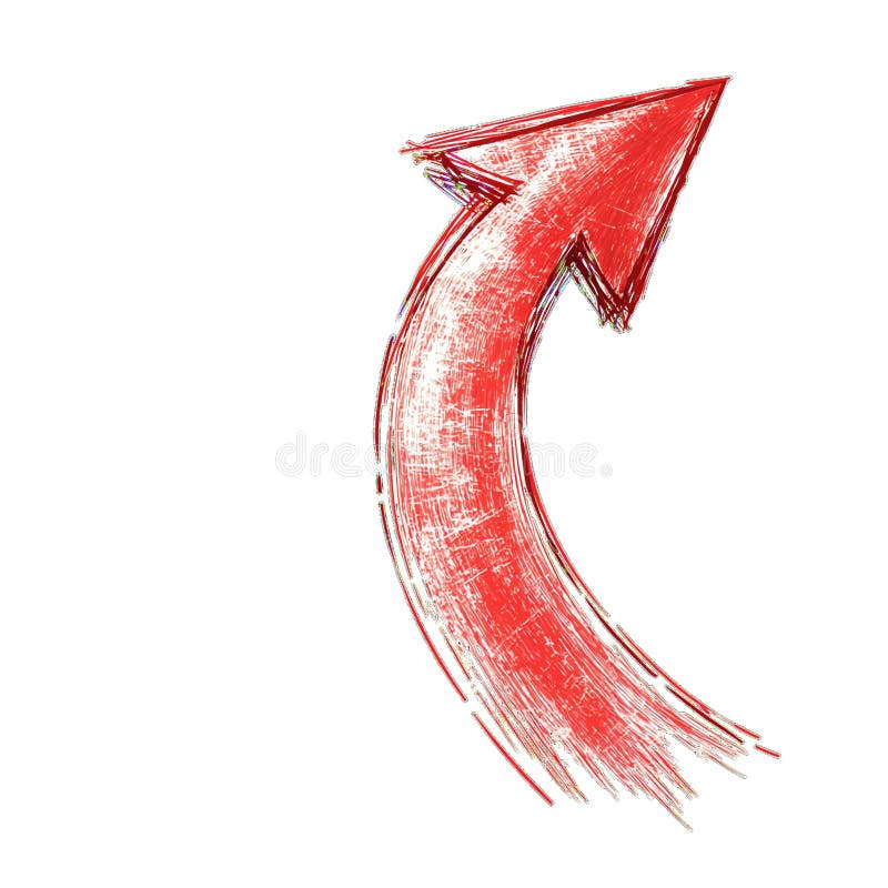 Red Brushstroke Arrow Symbolizing Progress, Direction, and Creative ...