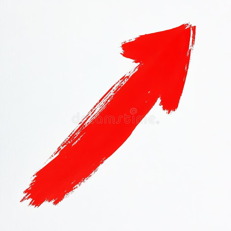 Red Brushstroke Arrow Up on White, Growth , Trend Stock Illustration ...