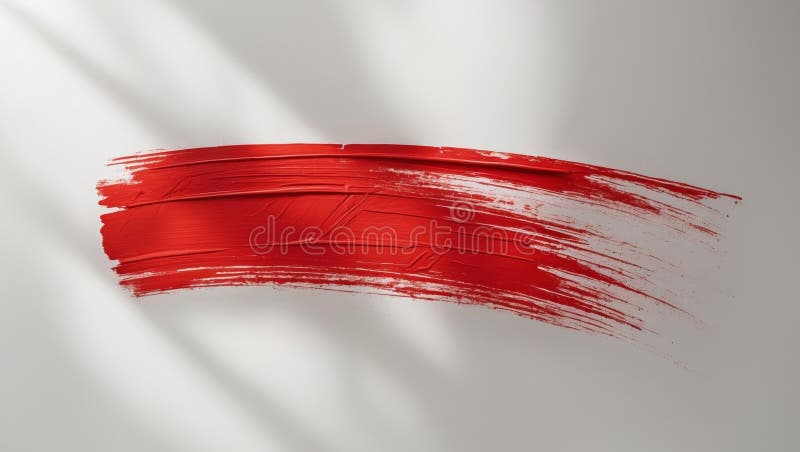 Red Brushstroke Creates a Textured Rectangular Shape with Visible Brush ...