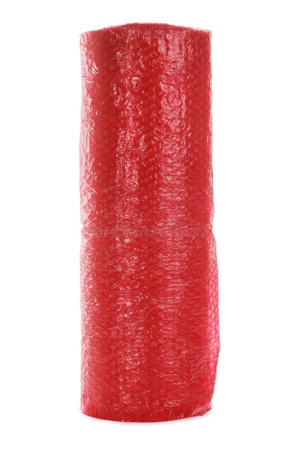 Red Bubble Wrap Roll Isolated on White Stock Photo - Image of roll ...