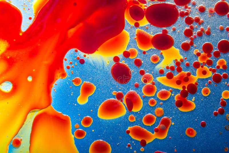 Red Bubbles of Blood Cells on Blue Background Closeup. Abstraction of ...