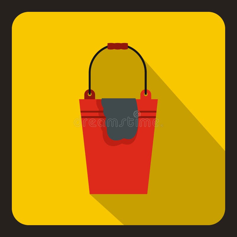 Red Bucket Rag Icon Flat Style Stock Illustrations – 5 Red Bucket Rag ...