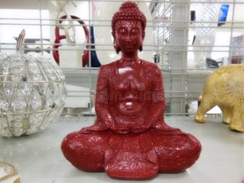 Red Buddha stock photo. Image of monument, figurine - 258861258