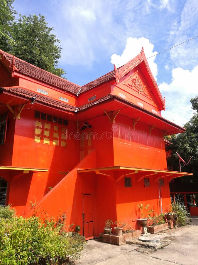 Red Buddhist monk house stock photo. Image of symbol - 78517040