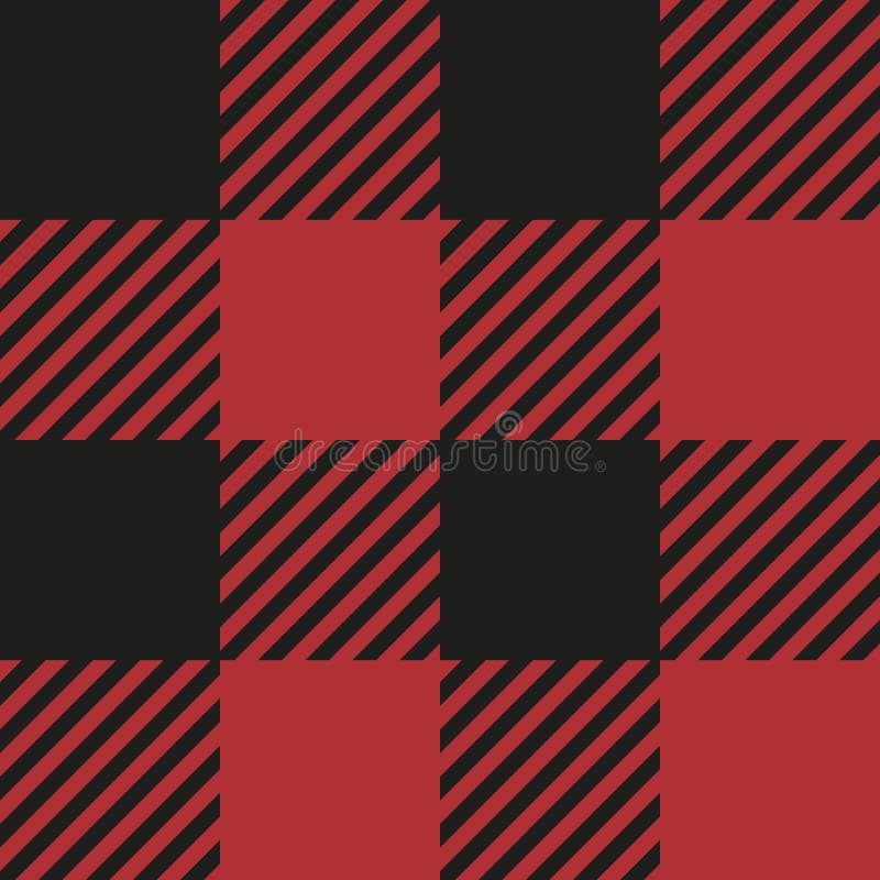 Red Buffalo Check Plaid Seamless Pattern - Classic Style Red and Black ...