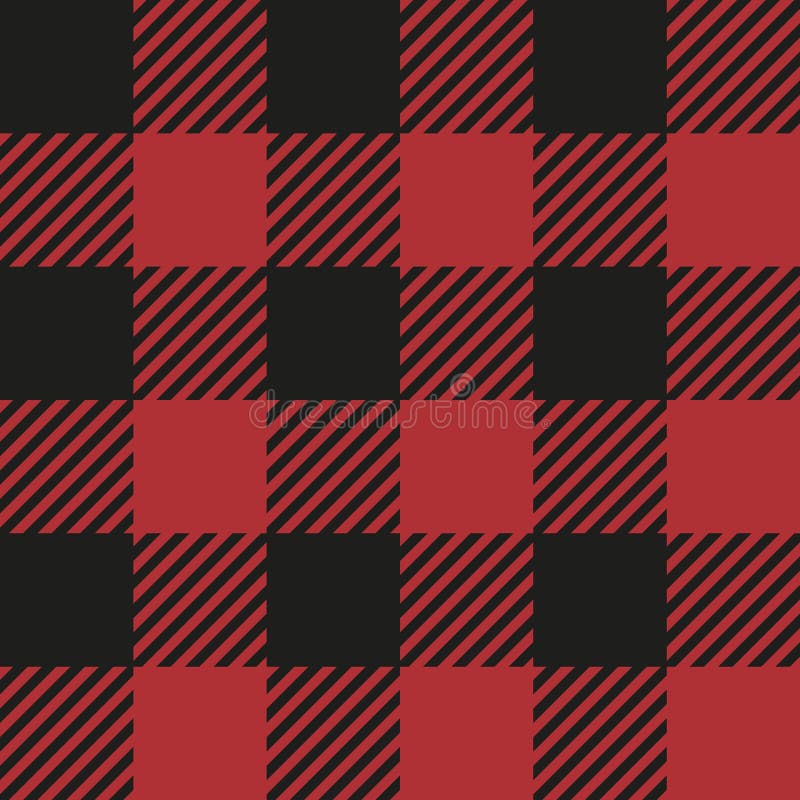Red Buffalo Check Plaid Seamless Pattern - Classic Style Red and Black ...
