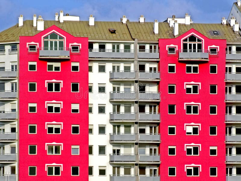 Red building stock image. Image of exterior, block, vibrant - 2915489