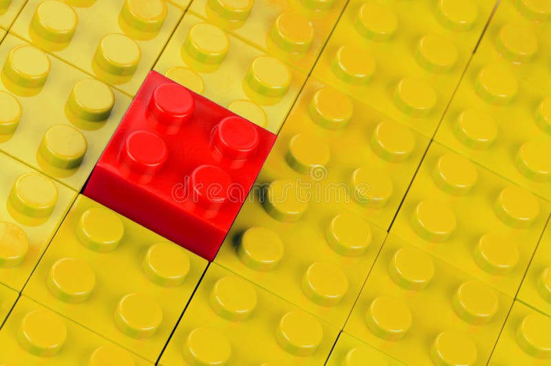 Red Building Block in Yellow Stock Photo - Image of compatible, block ...