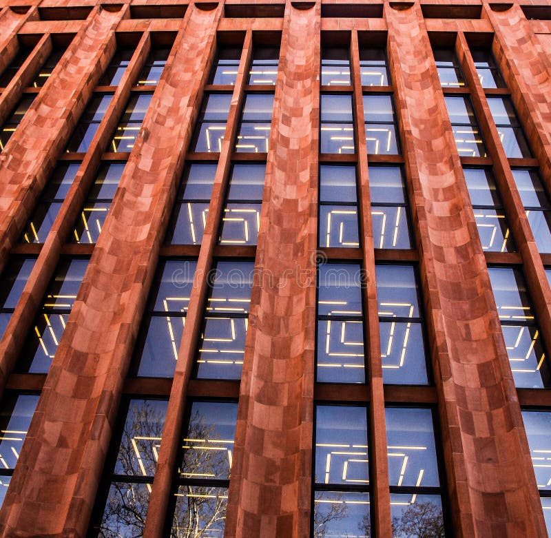 Red Building with Spiral Lights Stock Image - Image of spiral, building ...