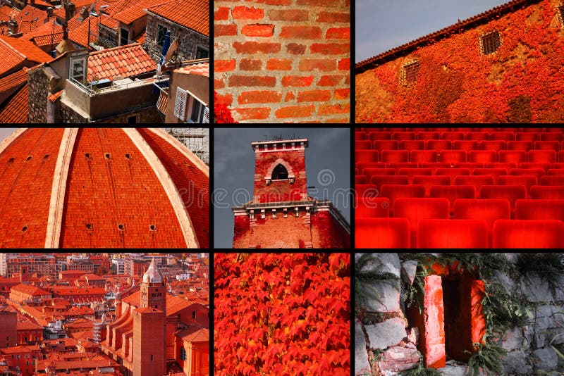 Red in buildings stock image. Image of plant, nine, collage - 14621615