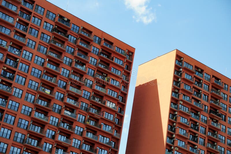 Red buildings with shadow stock image. Image of painted - 271678683
