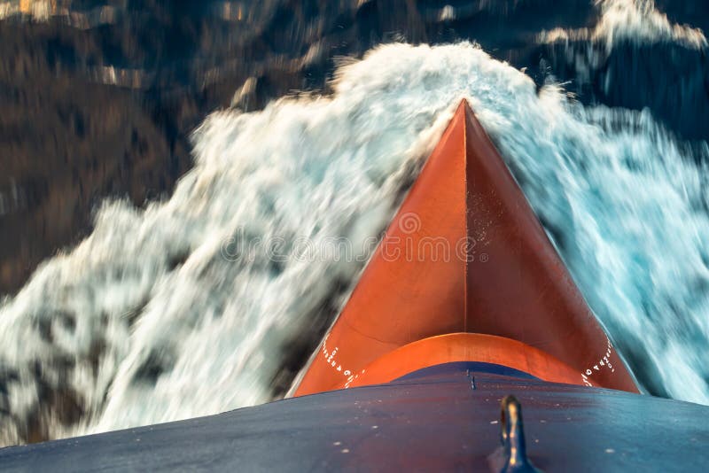 Red Bulb of a Cargo Vessel. Stock Image - Image of carrier, foam: 132772087