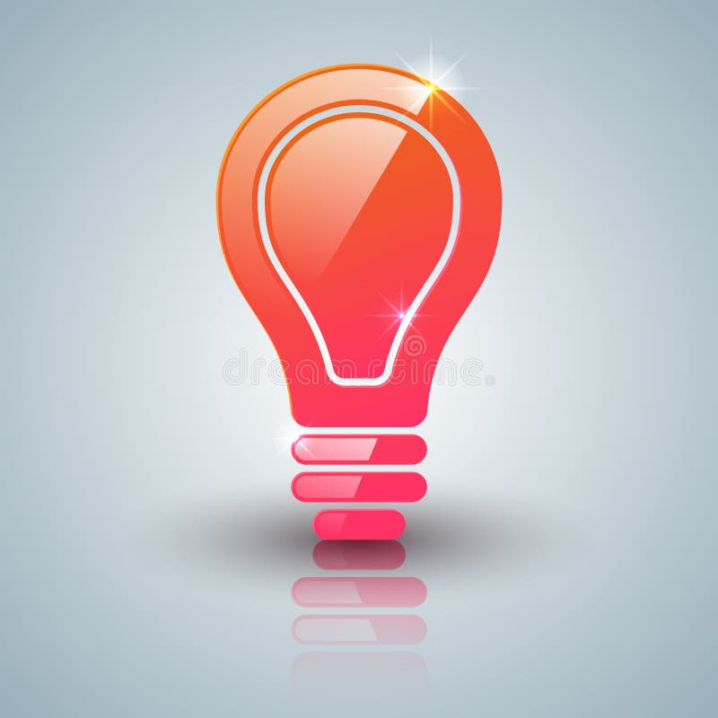 Red Bulb Icon with White Background. Stock Vector - Illustration of ...