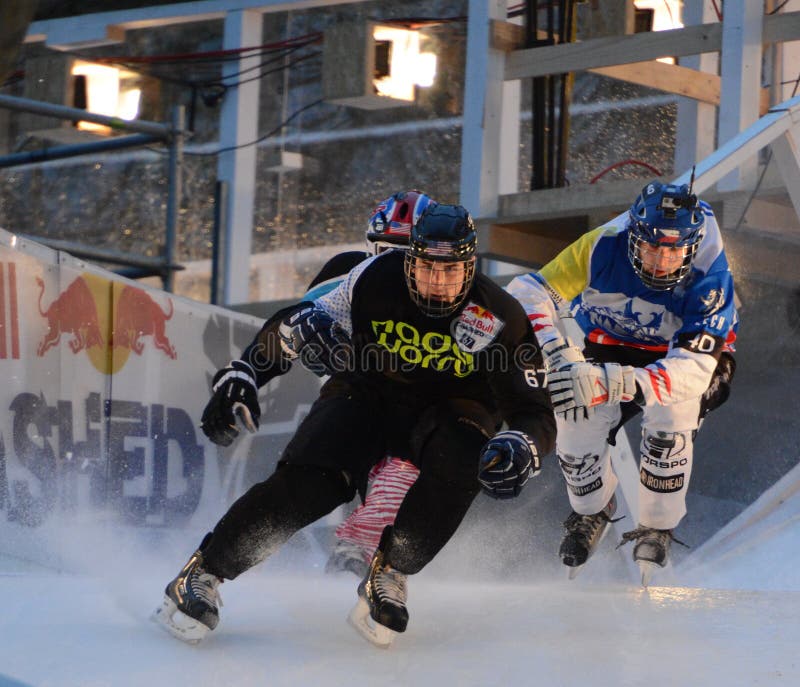 Red Bull Crashed Ice Competition Trio Editorial Photography - Image of ...