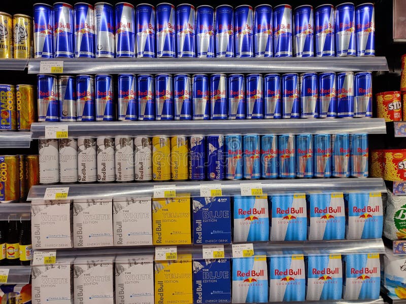 Red Bull Energy Drink Display Editorial Stock Image - Image of beverage ...