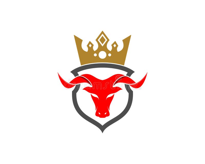 Red Bull Head in the Shield with Crown Logo Stock Illustration ...