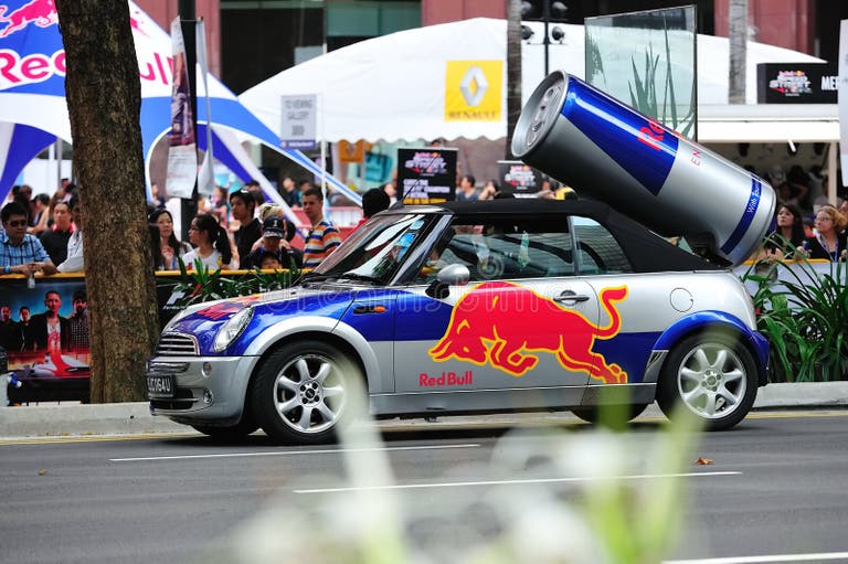 Red Bull Mini Cooper Publicity Car Editorial Photo - Image of body ...