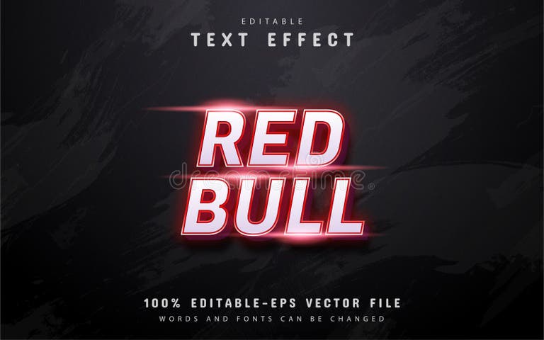 Red Bull Text - 3d Neon Style Text Effect Stock Vector - Illustration ...