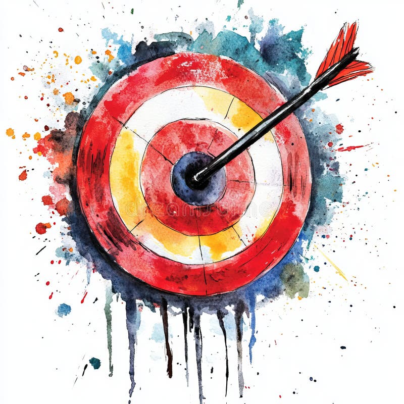 A Red Bullseye with a Black Arrow Pointing To it Stock Illustration ...