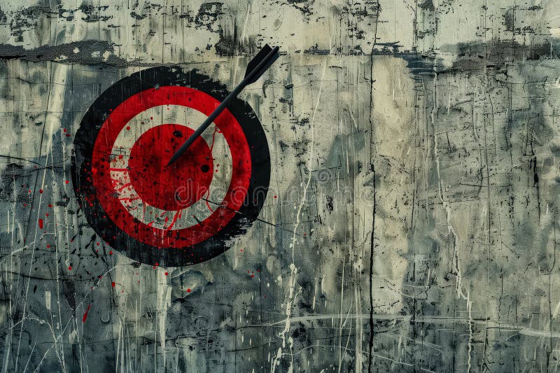 Red Bullseye with a Black Arrow Pointing To it Stock Photo - Image of ...