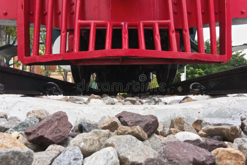 Red Bumper of Diesel Train on Railway Stock Photo - Image of train ...