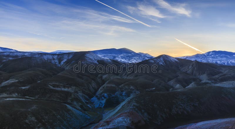Red Bumpy Mountain Sunset Winter Evening Stock Photos - Free & Royalty ...