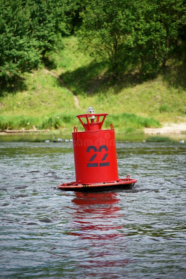 Red Buoy Beacon River Floating Sign 22 Stock Image - Image of design ...