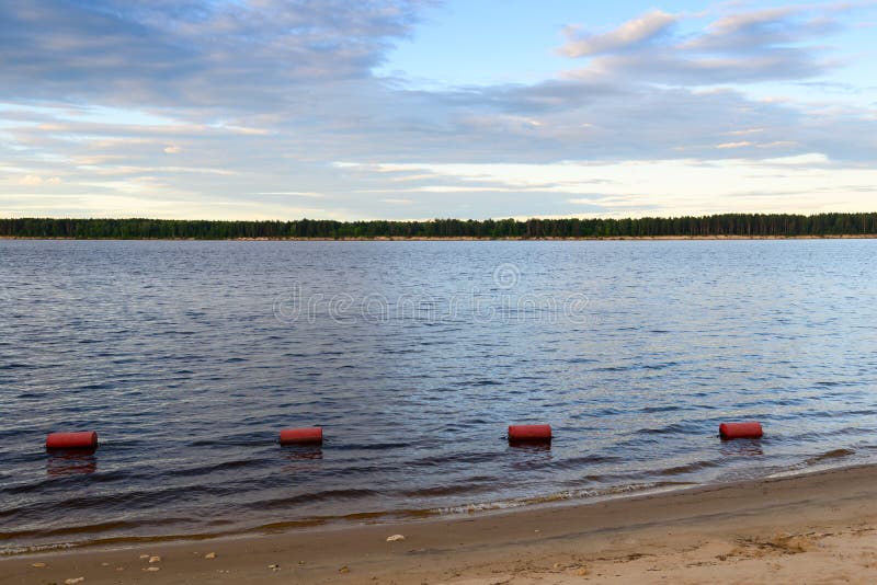 Red Buoys at the Sandy Bank of the River Stock Image - Image of sandy ...