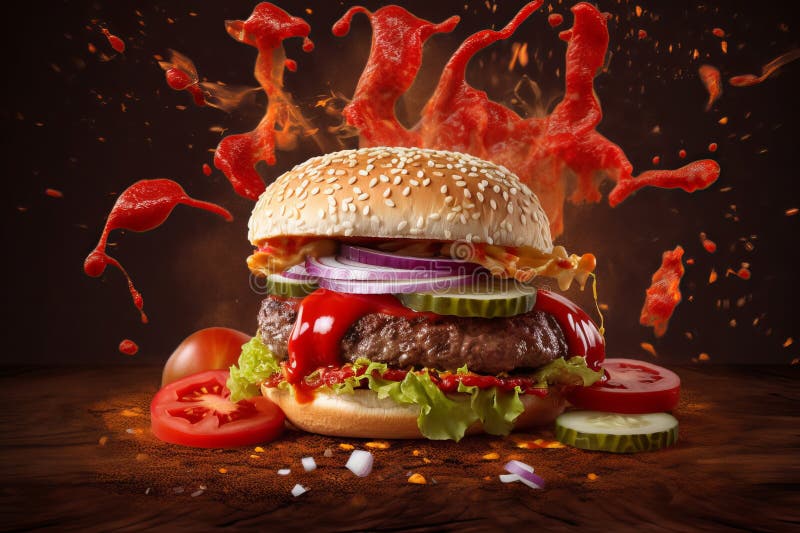 Burger Explosion Stock Illustrations – 2,160 Burger Explosion Stock ...