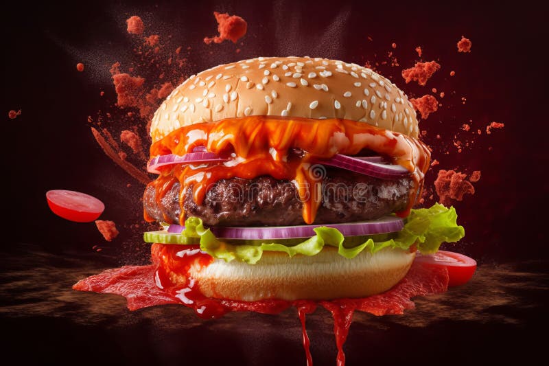 Burger Explosion Stock Illustrations – 926 Burger Explosion Stock ...
