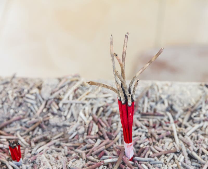 Red burned Incense sticks stock photo. Image of pray - 70287454