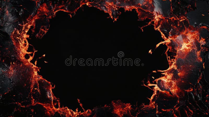 Red Burning Borders. Square Frames in Fire Stock Photo - Image of ...