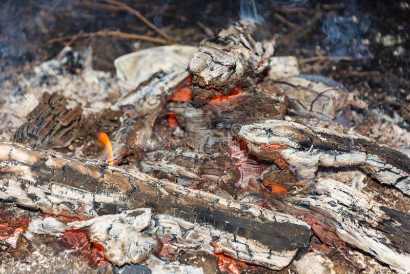 Red burning coals. stock photo. Image of wood, yellow - 66567722